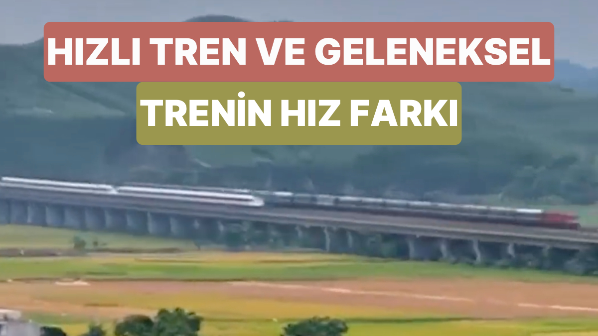 Geleneksel Trenle Hızlı Trenin Yan Yana Geldiği Görüntülerde Hızlı ...