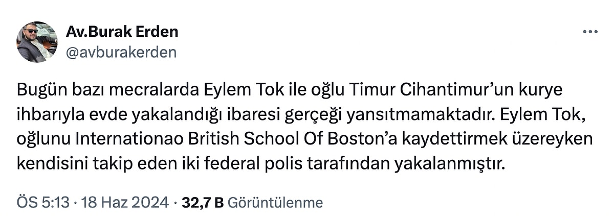 Avukat Burak Erden Eylem Tok ve Oğlunun Kurye Tarafından Değil FBI Tarafından Yakalandığını ...