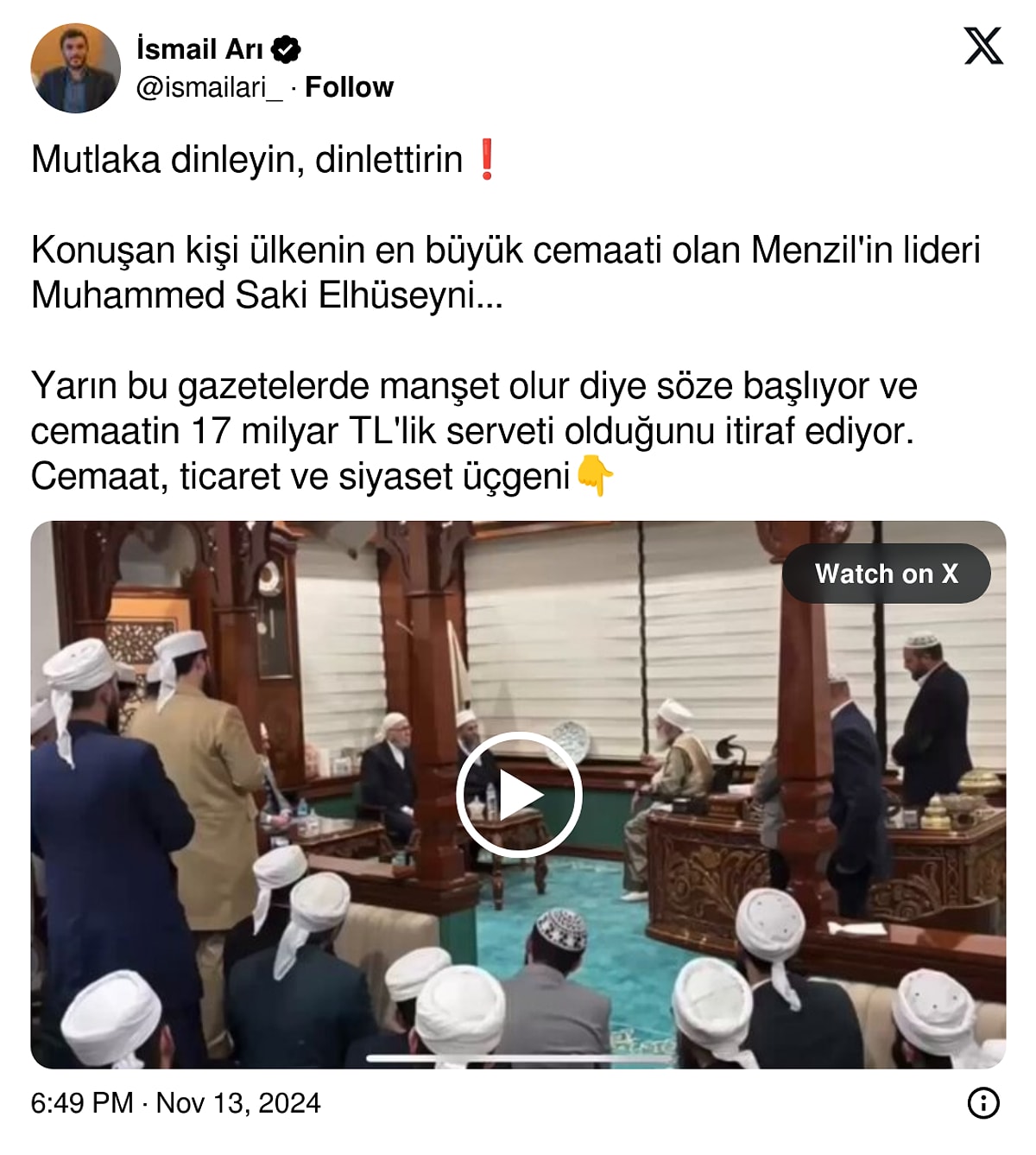 Menzil Şeyhi Kendi Ağzıyla 17 Milyar Liralık Servetleri Olduğunu İtiraf ...