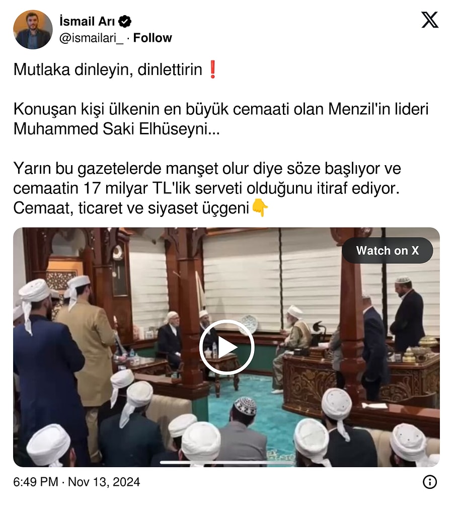 Menzil Şeyhi Kendi Ağzıyla 17 Milyar Liralık Servetleri Olduğunu İtiraf ...