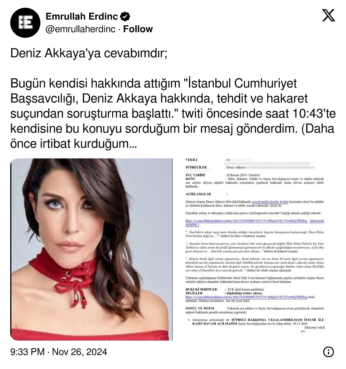 Emrullah Erdinç Kendisine Hakaretler Yağdıran Deniz Akkaya'ya Sağlam ...